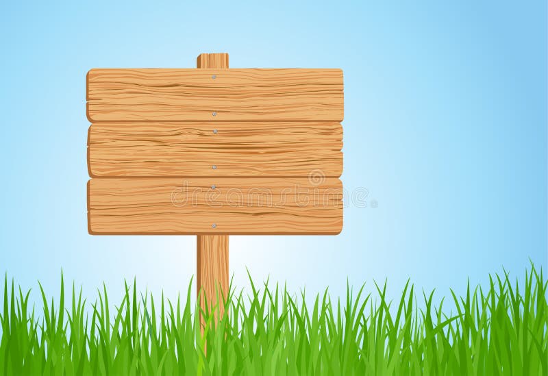 Wooden sign on green grass stock vector. Illustration of countryside ...
