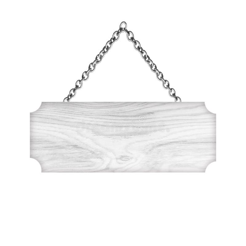 Wooden Sign Hanging on a Chain Isolated on White Stock Photo - Image of ...