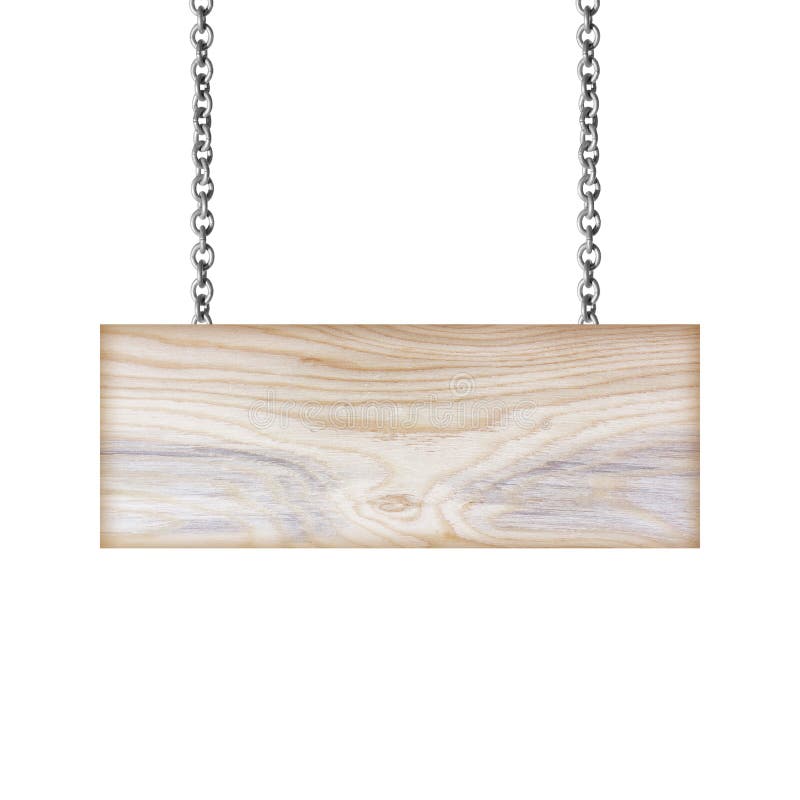 Wooden Sign Hanging on a Chain Isolated on White Stock Photo - Image of ...