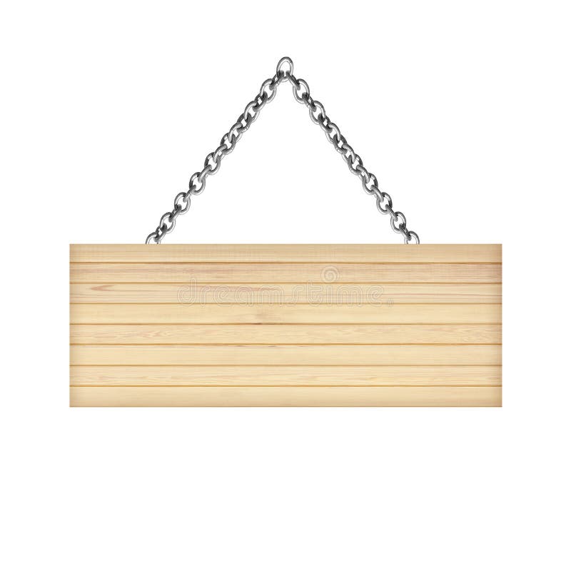 Wooden Sign Hanging on a Chain Isolated on White Stock Image - Image of ...