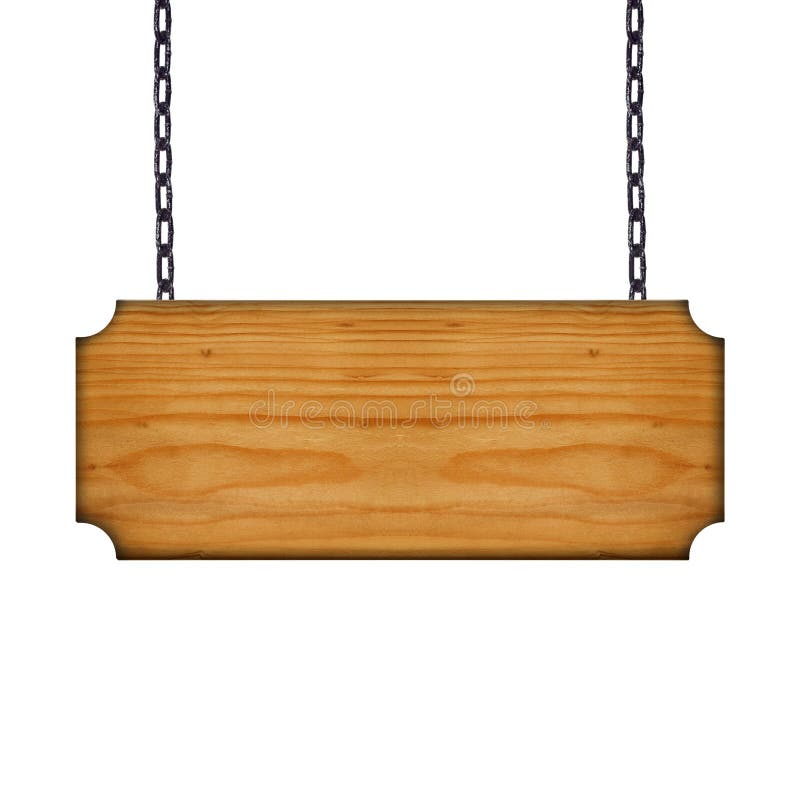Wooden Sign Hanging on a Chain Isolated on White. Stock Photo - Image ...