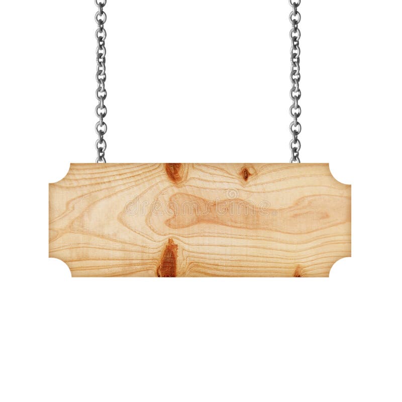 Wooden Sign Hanging on a Chain Isolated on White Stock Image - Image of ...