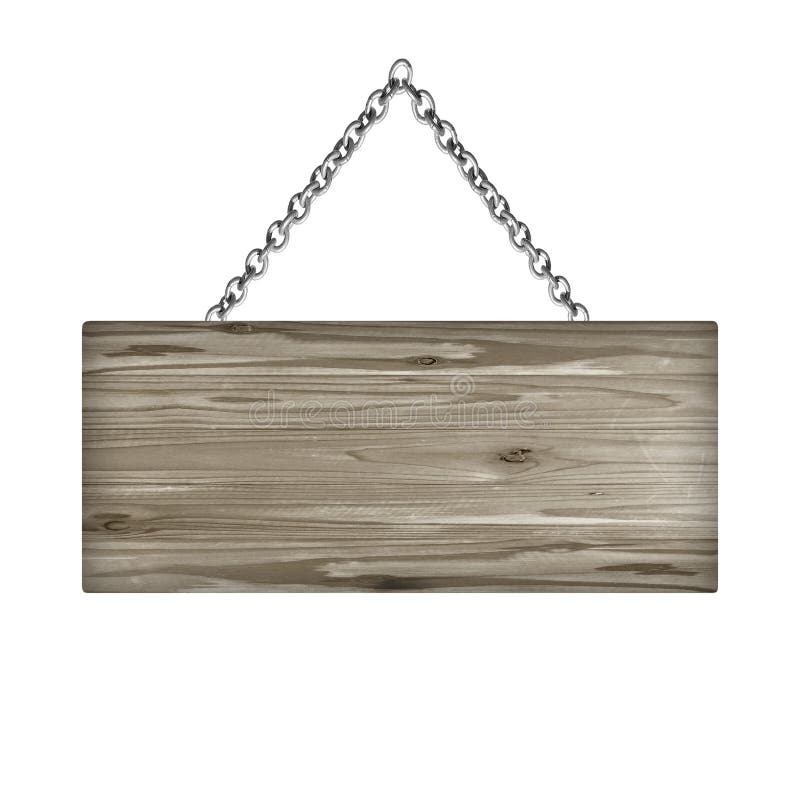 Wooden Sign Hanging on a Chain Isolated on White Stock Image - Image of ...