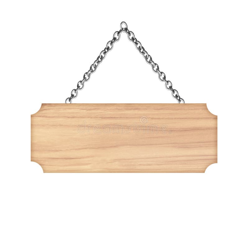 Wooden Sign Hanging on a Chain Isolated on White Background Stock Photo ...