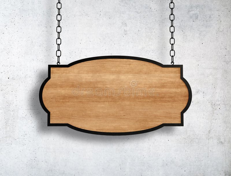 Wooden Sign Hanging on Chains Stock Photo - Image of wall, sign: 216365686