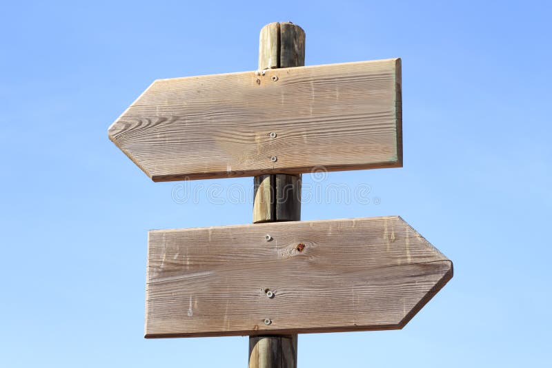 Wooden Sign Indicating Left and Right Directions Stock Photo - Image of ...