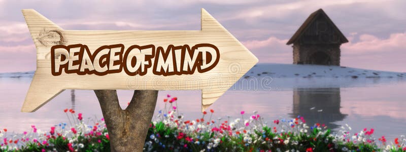 Wooden Sign Indicating Peace of Mind Stock Illustration - Illustration ...