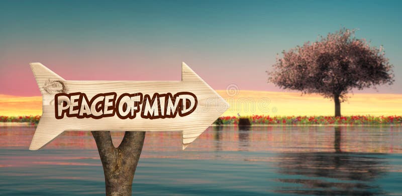 Wooden Sign Indicating Peace of Mind Stock Image - Image of signpost ...