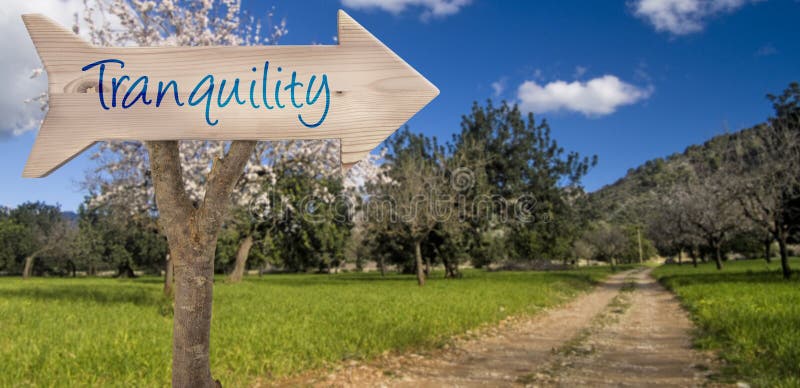 Wooden Sign Indicating To Tranquility Stock Image - Image of symbol ...