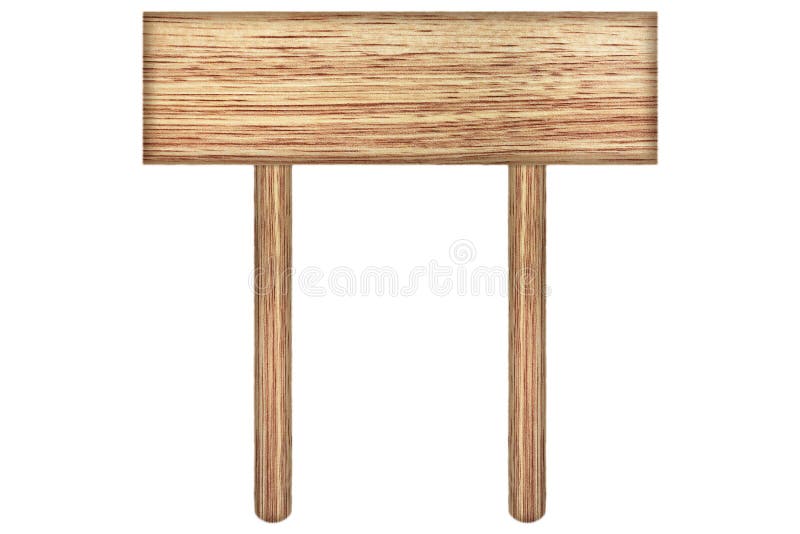 Wooden Sign with Two Poles Isolated on White Stock Photo - Image of ...