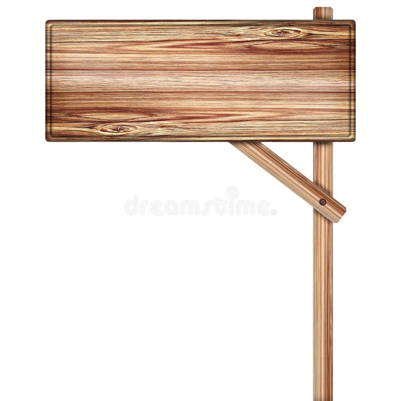 Wooden Sign Isolated on White Stock Illustration - Illustration of ...