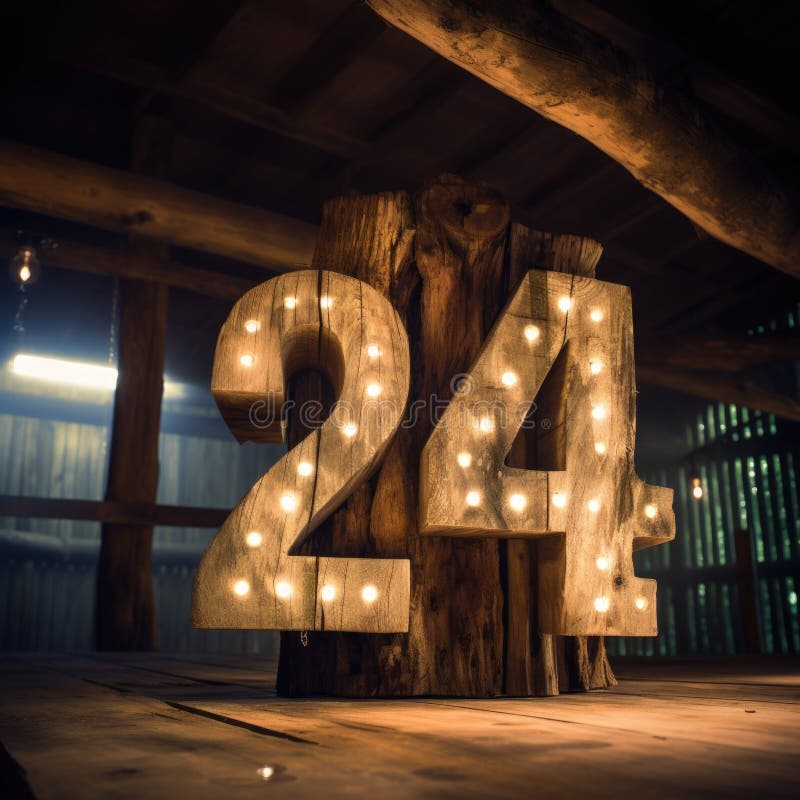 A Wooden Sign with the Number 24 on it, AI Stock Illustration ...