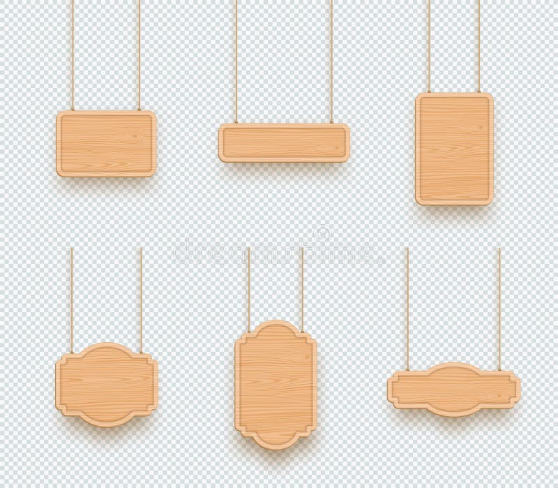 Wooden Sign Plain Empty 3d Hanging Board Frames Set Stock Vector ...