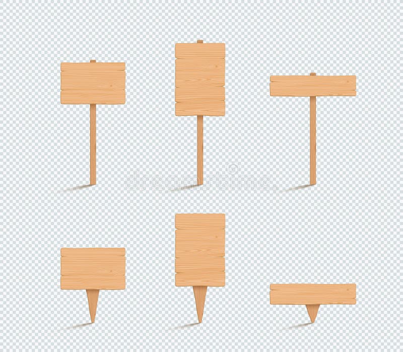 Wooden Sign Plain Empty 3d Vector Illustration Set Stock Vector ...