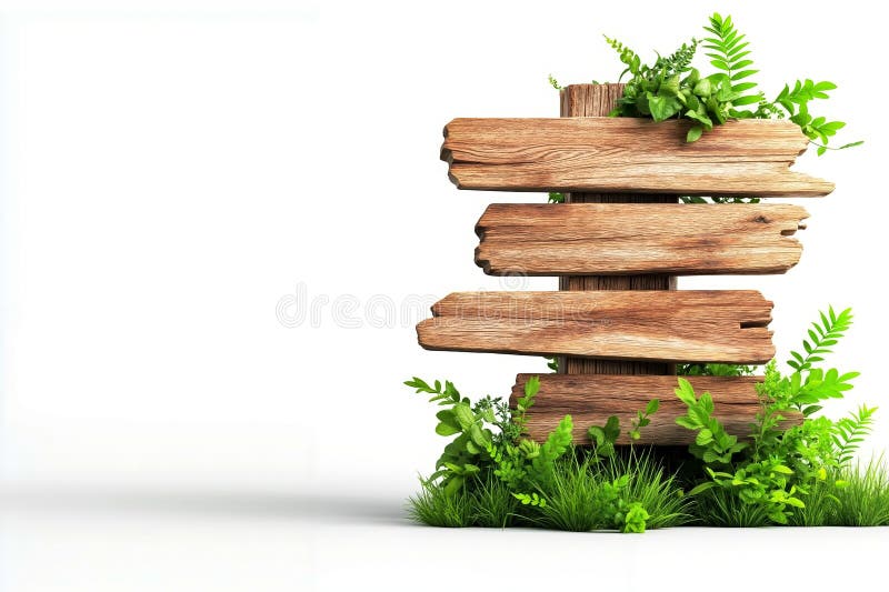 A Wooden Sign with Plants Growing Out of it Stock Image - Image of wood ...