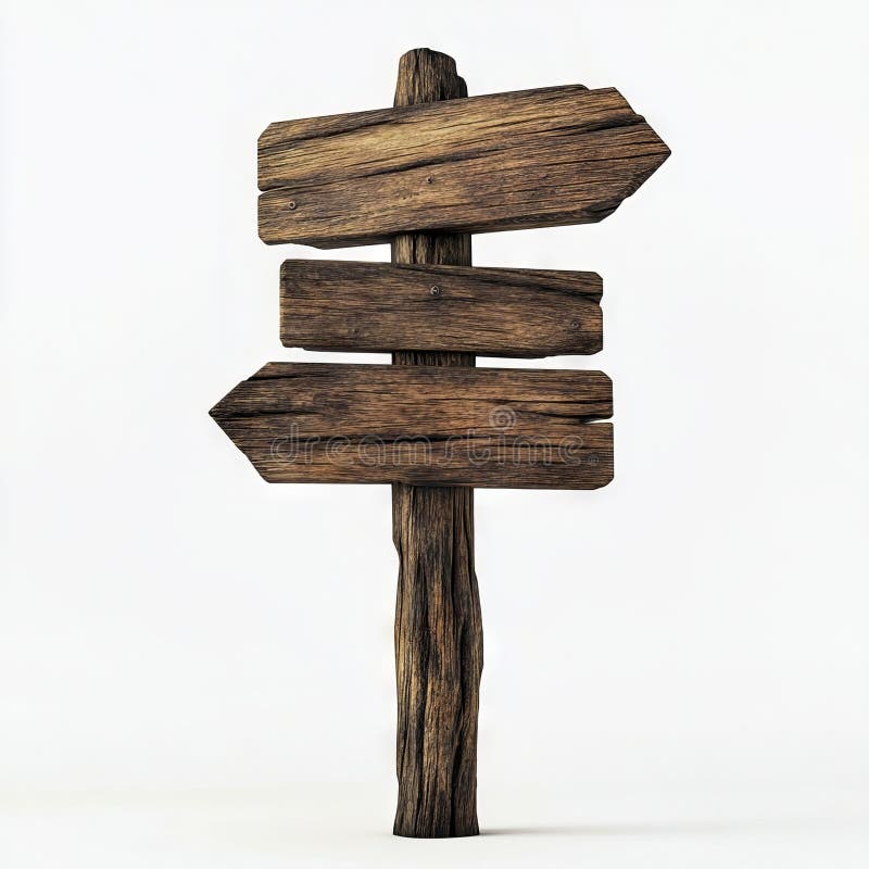 A Wooden Sign Post with Three Wooden Signs Pointing in Different ...