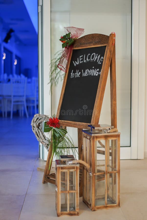 Board WELCOME Placed at the Entrance To the Restaurant for the Wedding ...