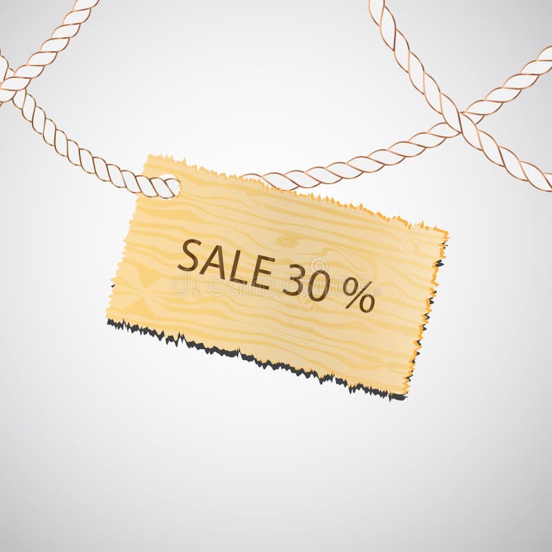 Wooden Sign with Rope Hanging Stock Vector - Illustration of pricetag ...