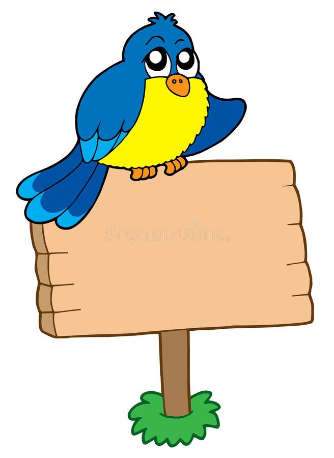 Wooden sign with blue bird stock vector. Illustration of design - 6011852