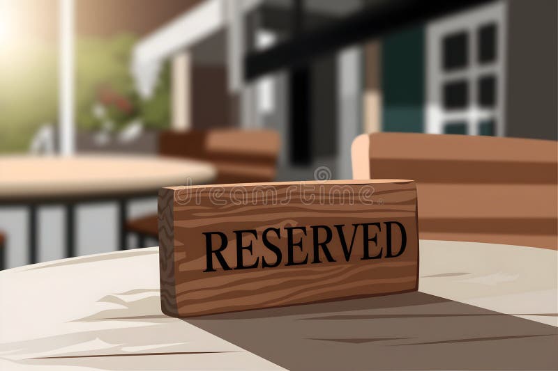 Reserved Wooden Sign on a Table, Bathed in Warm Sunlight Outdoors Stock ...
