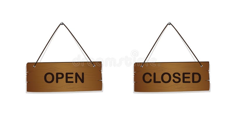 Wooden Sign with Text Open and Closed Stock Vector - Illustration of ...
