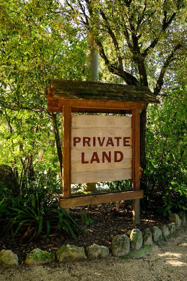 Wooden Sign with Text Private Land Outdoors Stock Image - Image of ...