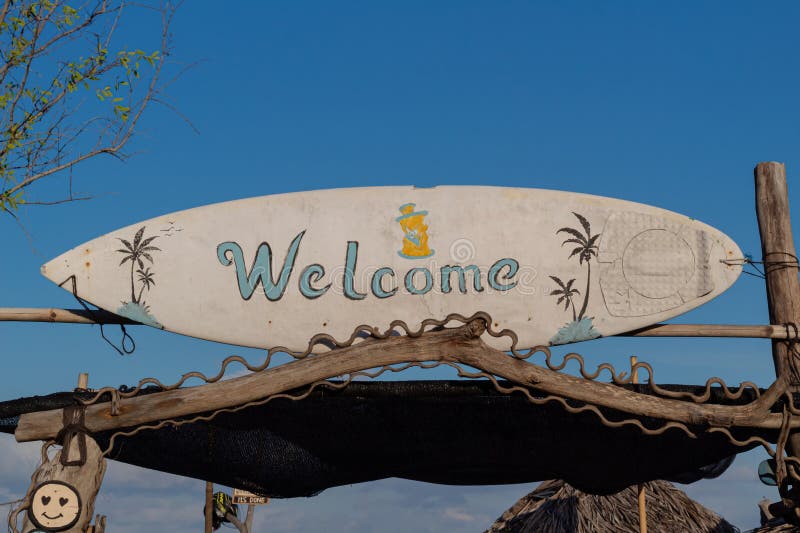 Wooden Sign with Welcome Message, Decoration for Cafe Stock Image ...