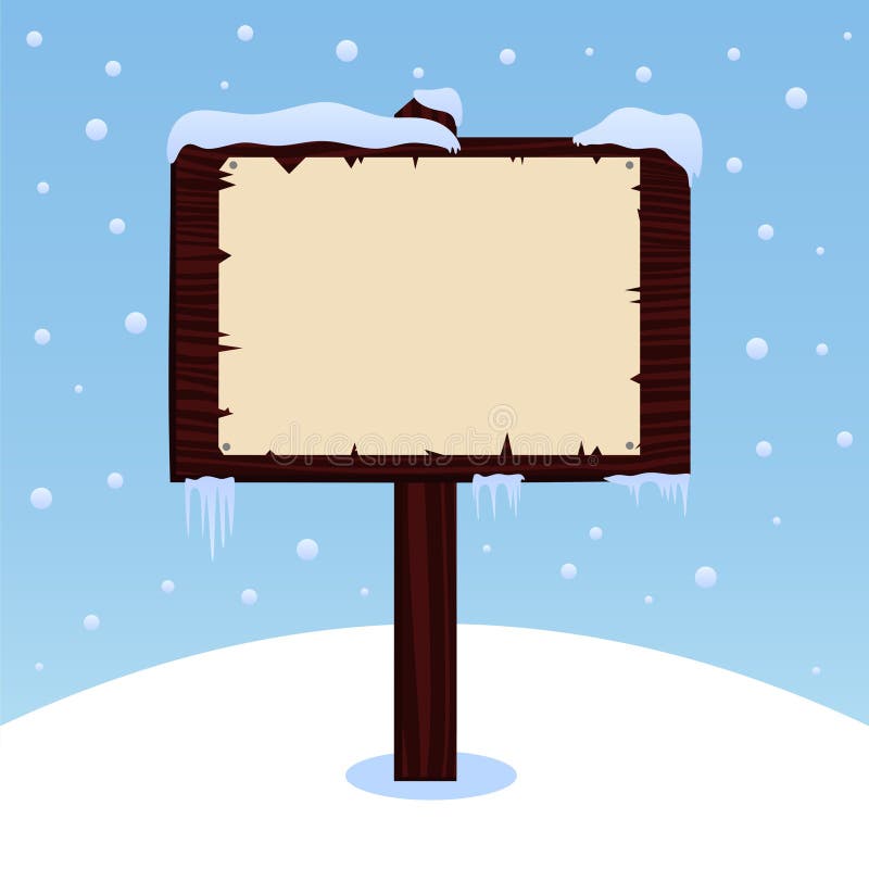 Wooden signboard in snow 3 stock vector. Illustration of christmas ...