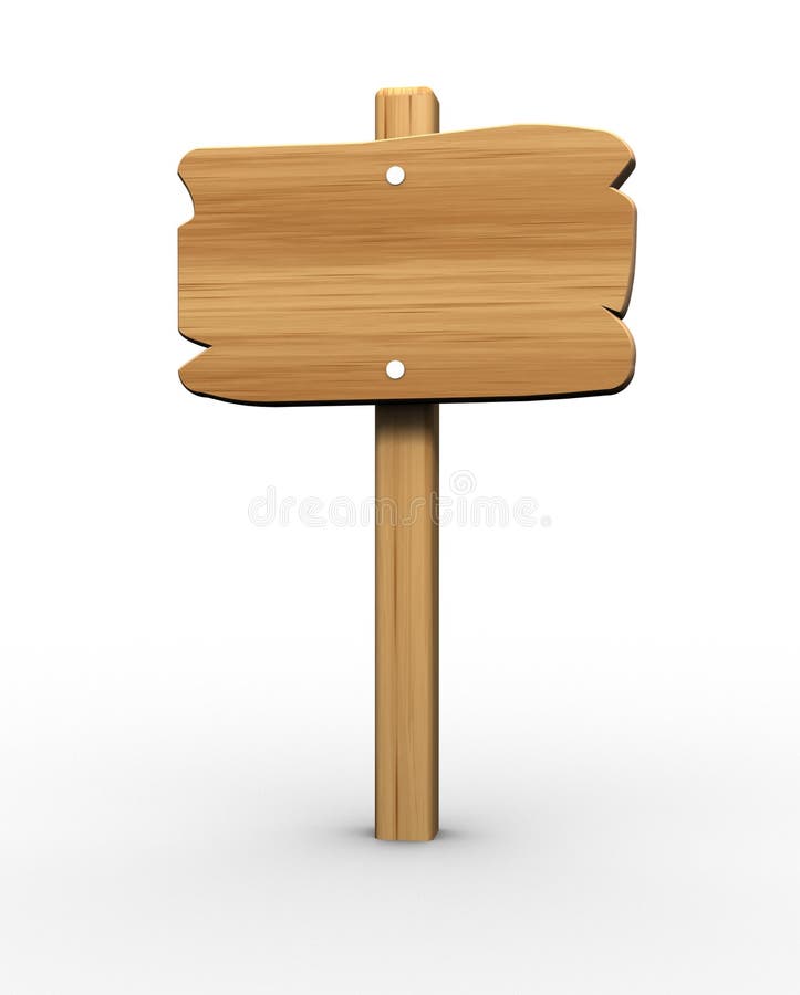 Oak Wooden Log Signboard with Green Leaves on a Pole at the Grass Lawn ...