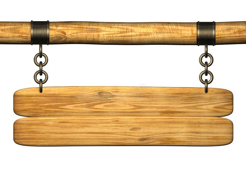 Oak Wooden Log Signboard with Green Leaves on a Pole at the Grass Lawn ...