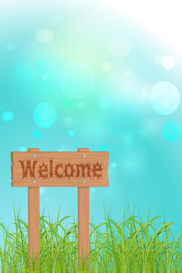 Wooden signboard stock vector. Illustration of grass - 37699906