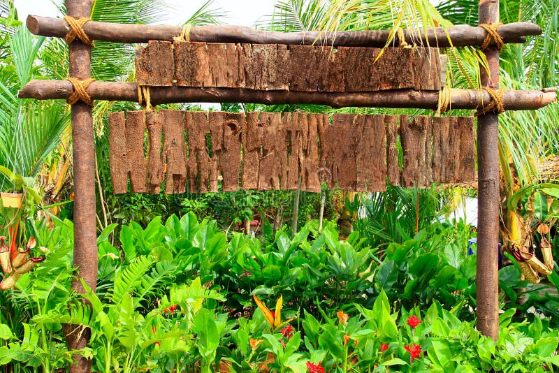 Wooden Signboard among Green Plantation Stock Image - Image of green ...