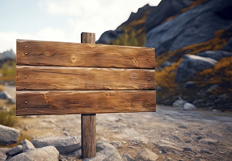 A Wooden Signboard on Mountain Background Stock Illustration ...