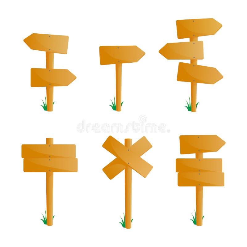 Wooden Signboard Set, Cartoon Style Direction Signboard Vector ... Wooden Signboard Set, Cartoon Style Direction Signboard Vector ...