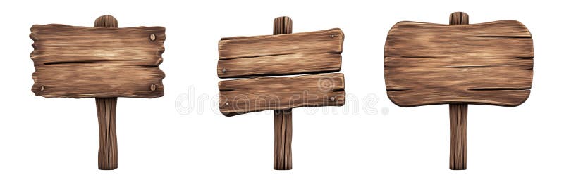 Wooden Signboards Collection, Three Rustic Wooden Signboards with ...