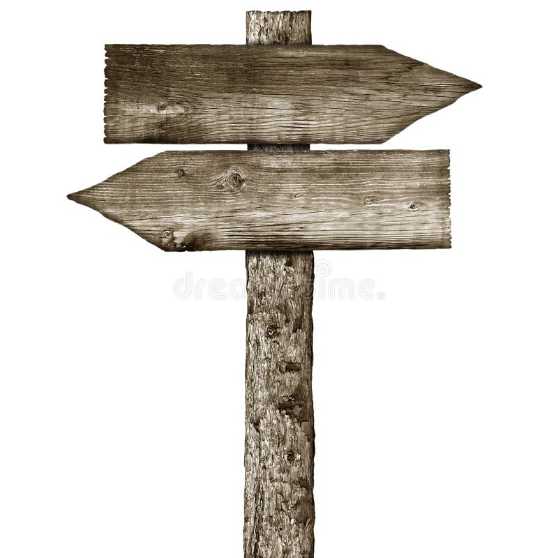 Wooden Arrow Sign Post or Road Signpost Isolated Stock Image - Image of ...
