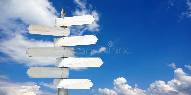 Wooden Signpost with Many Clear Arrows Stock Illustration ...