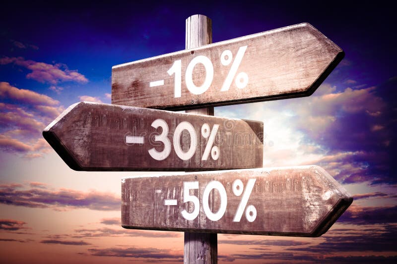 -10 , -30 , -50 - Wooden Signpost, Roadsign with Three Arrows Stock ...