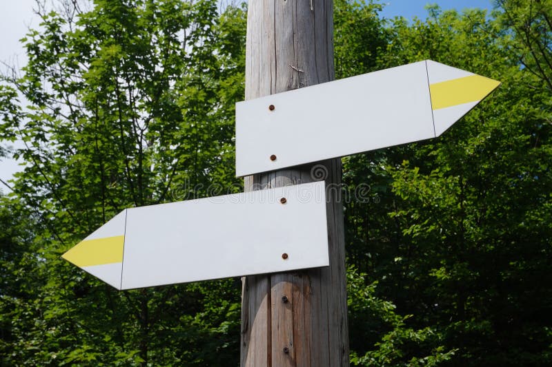 Wooden Signpost with Two Arrows Stock Image - Image of information ...