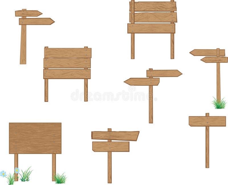 Wooden Signposts brown stock vector. Illustration of directional - 10487072