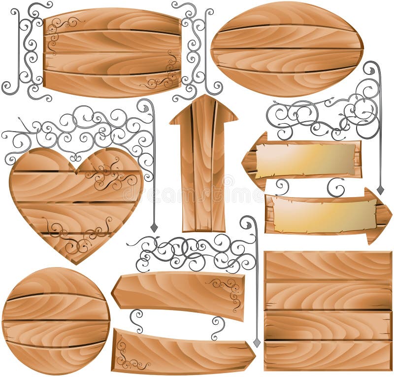 Vector wooden signs stock vector. Illustration of background - 13212840