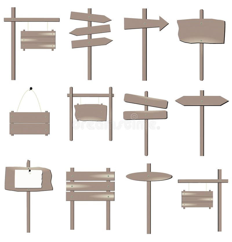 Set of wooden signs stock illustration. Illustration of graphic - 179200383