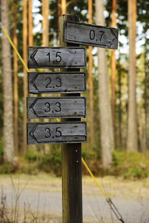 Wooden Signs of Directions and Distances Stock Image - Image of banner ...