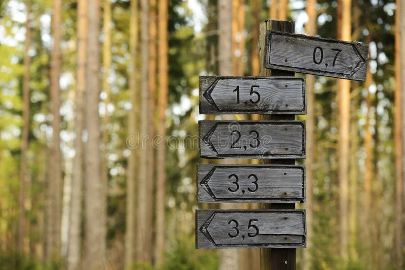 Wooden Signs of Directions and Distances Stock Photo - Image of ...