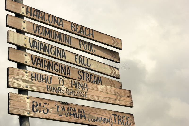 Wooden Signs in Eua in the Kingdom of Tonga Stock Image - Image of ...