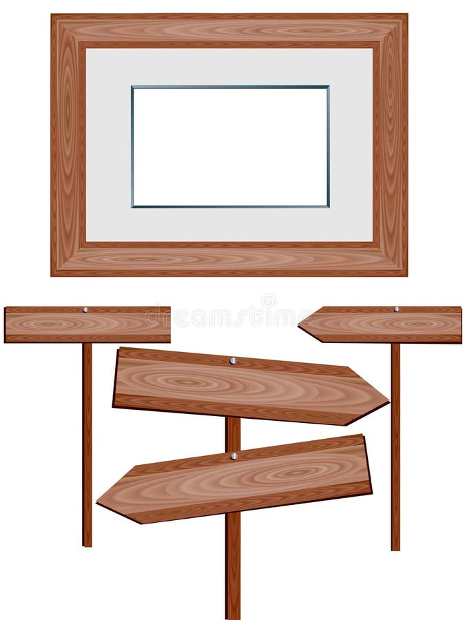 Cartoon Wooden and Glassy Sign Set Stock Vector - Illustration of board ...