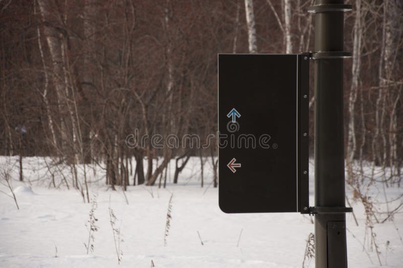 Wooden Signs in the Park in Winter, Copy Space Stock Photo - Image of ...