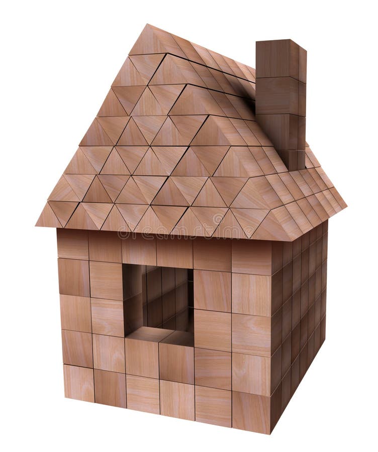 Wooden simple house stock illustration. Illustration of cube - 109665236
