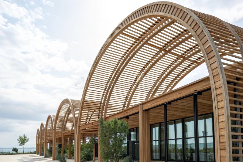 Wooden Slat Construction with Half-round Design Stock Illustration ...