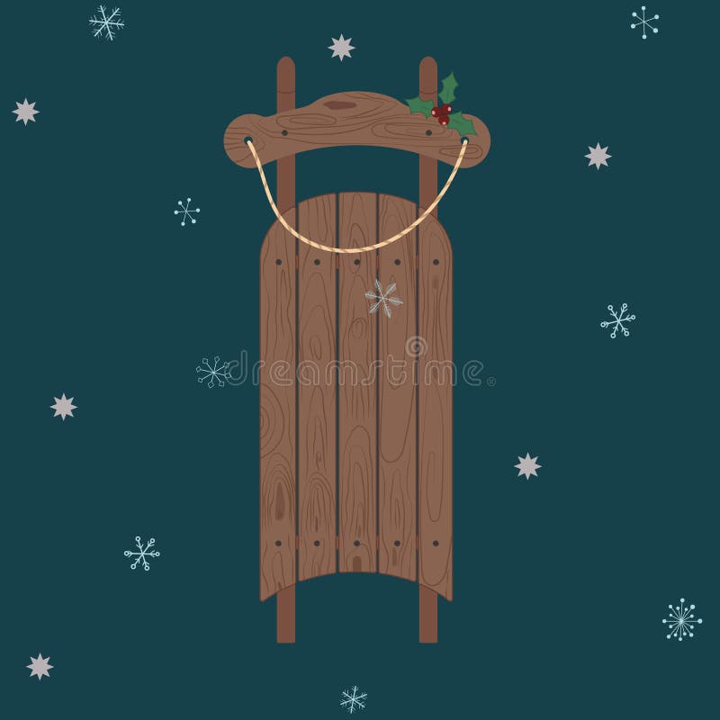 Wooden Sled on a Blue Background Stock Vector - Illustration of blue ...